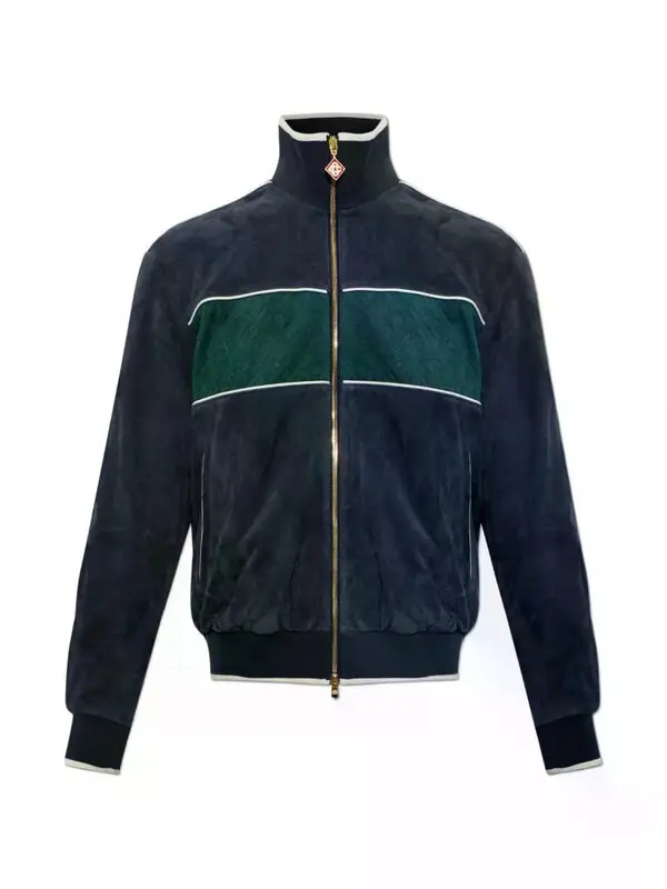 Casablanca Monogram-pattern Suede Sport Jacket - Blue