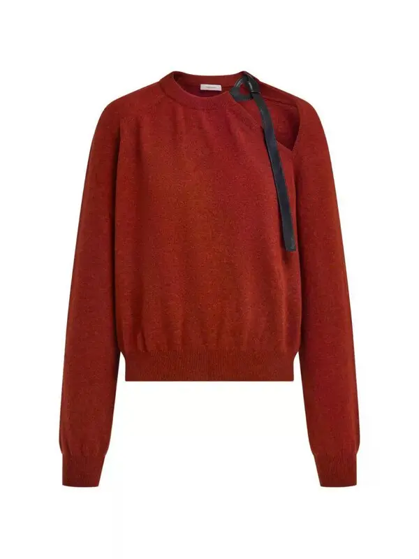 FERRAGAMO Crew Neck Sweater With Cut-out Detail - Red