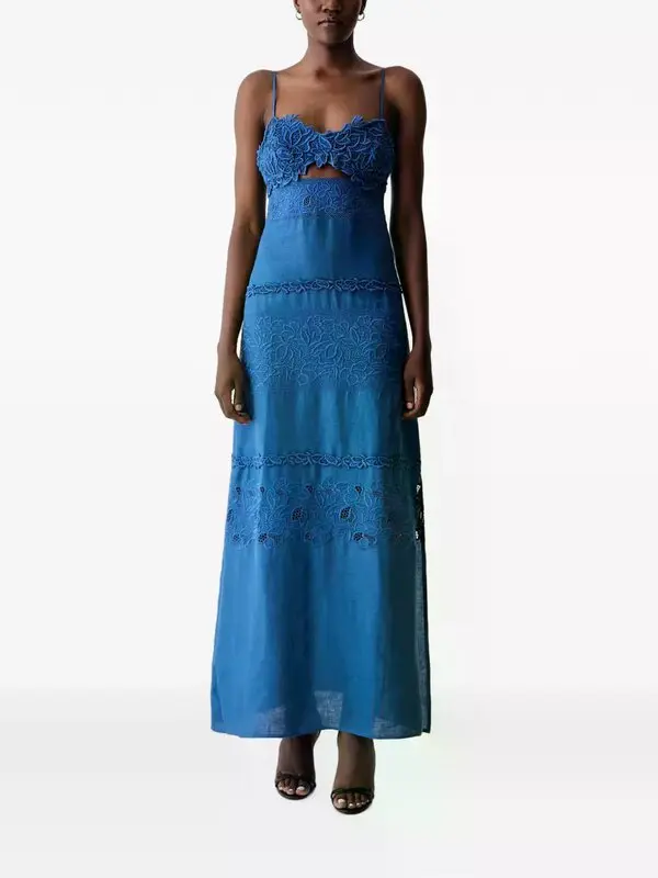 Ermanno Scervino Life Lace-panelled Cut-out Maxi Dress - Blue