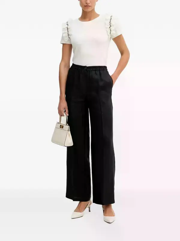 GAUDI Ruffled Bead-embellished T-shirt - White