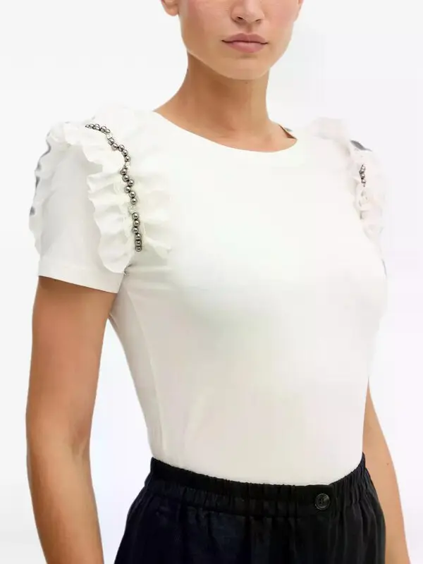 GAUDI Ruffled Bead-embellished T-shirt