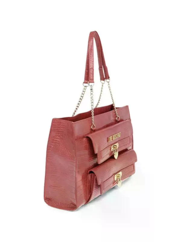 Moschino Crocodile-effect Heart-padlock Shoulder Bag
