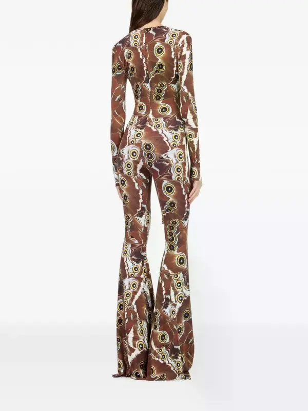 Roberto Cavalli Butterfly-print Flared-hem Jumpsuit
