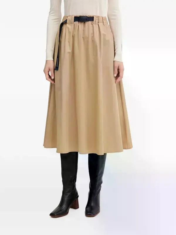 BENETTON Belted Flared Midi Skirt - Neutrals
