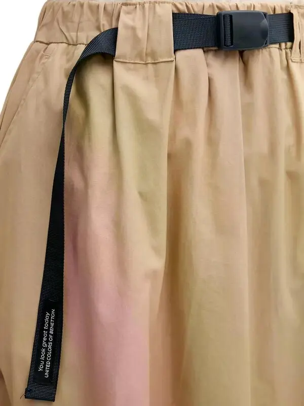BENETTON Belted Flared Midi Skirt
