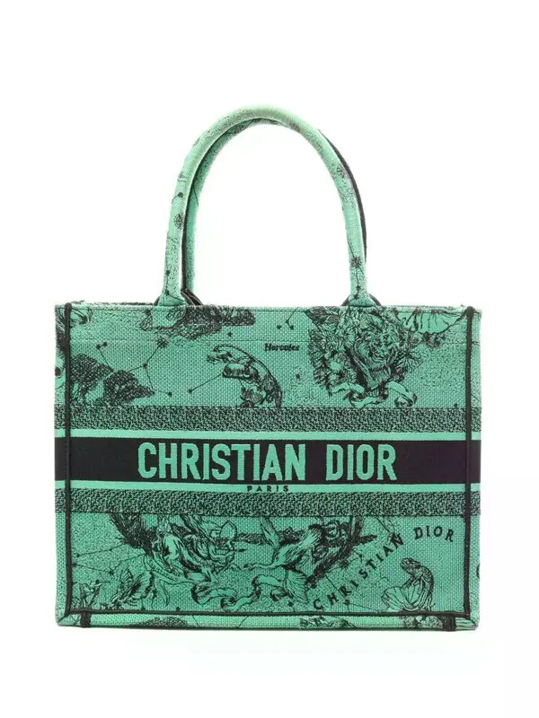 Dior 2000-2026 Medium Embroidered Canvas Book Tote Bag - Green