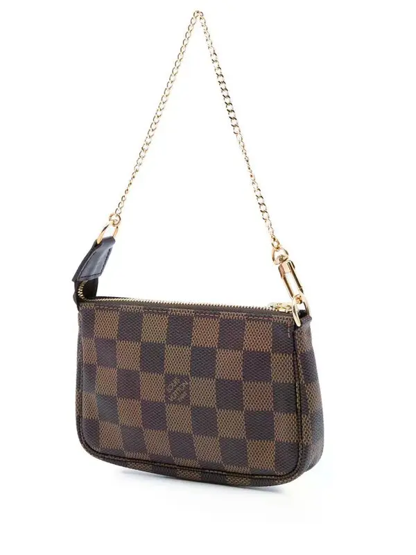 LOUIS VUITTON Damier Ebene Mini Pochette Accessoires Handbag - Brown