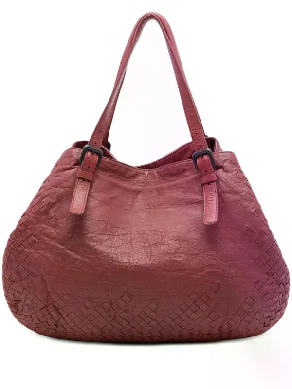 Bottega Veneta 2012-2026 Large Intrecciato Trimmed Nappa Cesta Tote Bag - Red