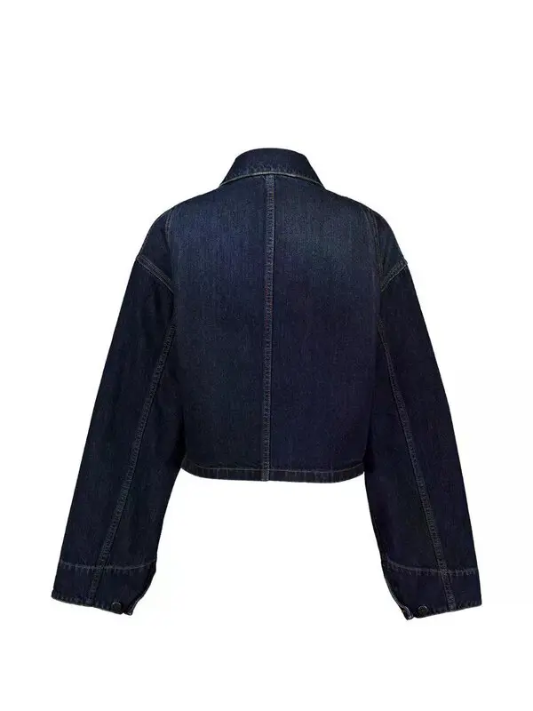 Prada Logo-plaque Cropped Denim Jacket - Blue