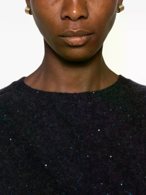 Fabiana Filippi Sequin Embellished Crew Neck Sweater - Blue