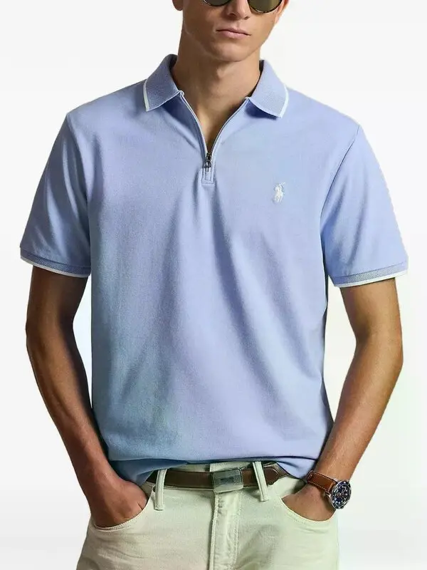 Polo Ralph Lauren Zip-neck Logo-embroidered Polo Shirt