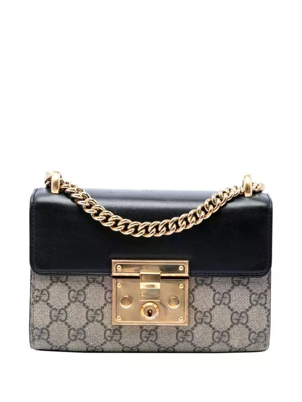 Gucci Gg Supreme Padlock Crossbody Bag - Neutrals