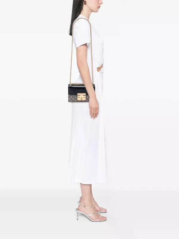 Gucci Gg Supreme Padlock Crossbody Bag - Neutrals