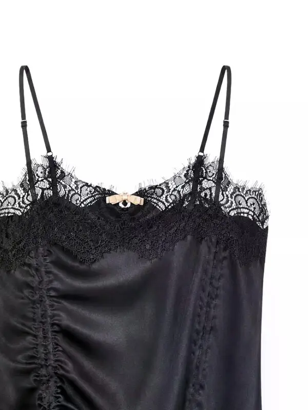 Gold Hawk Lace-trim Ruched Camisole Top