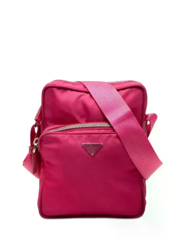 Prada 2000-2013 Tessuto Zip Top Crossbody Bag - Pink