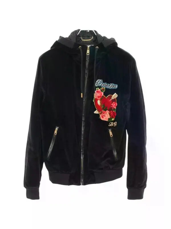 Dolce & Gabbana Embroidered Hooded Jacket - Black