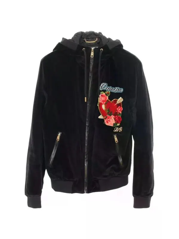 Dolce & Gabbana Embroidered Floral Heart Hooded Jacket