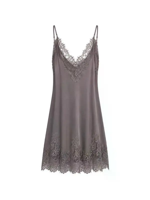 Gold Hawk Lace-trimmed Slip Dress - Grey