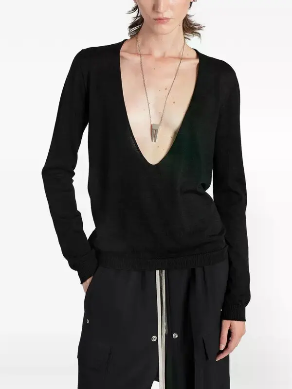 Rick Owens Plunging V-neck Sweater - Black