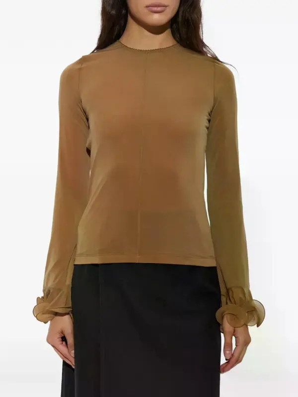 Moschino Long Sleeve Top With Ruffled Cuffs - Brown