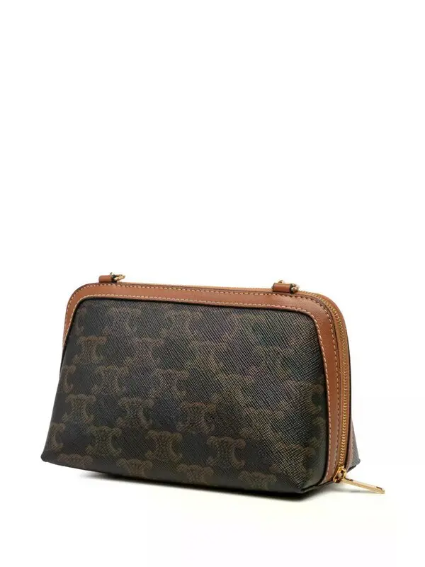 Celine Triomphe Coated Canvas Clutch On Chain Crossbody Bag