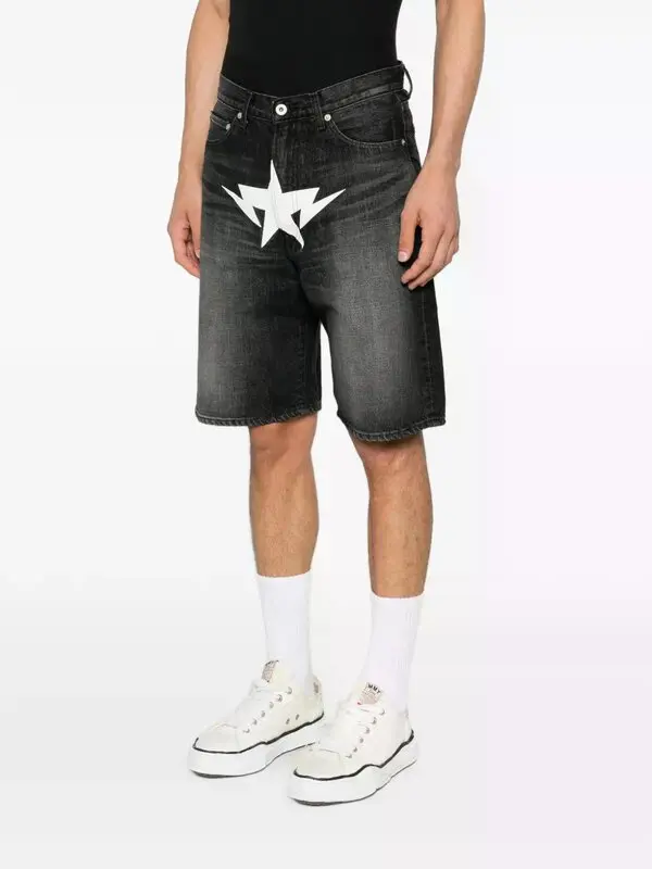 A BATHING APE Star Print Denim Shorts