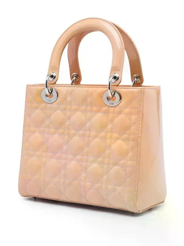 Dior 2014 Medium Patent Cannage Lady Satchel - Brown
