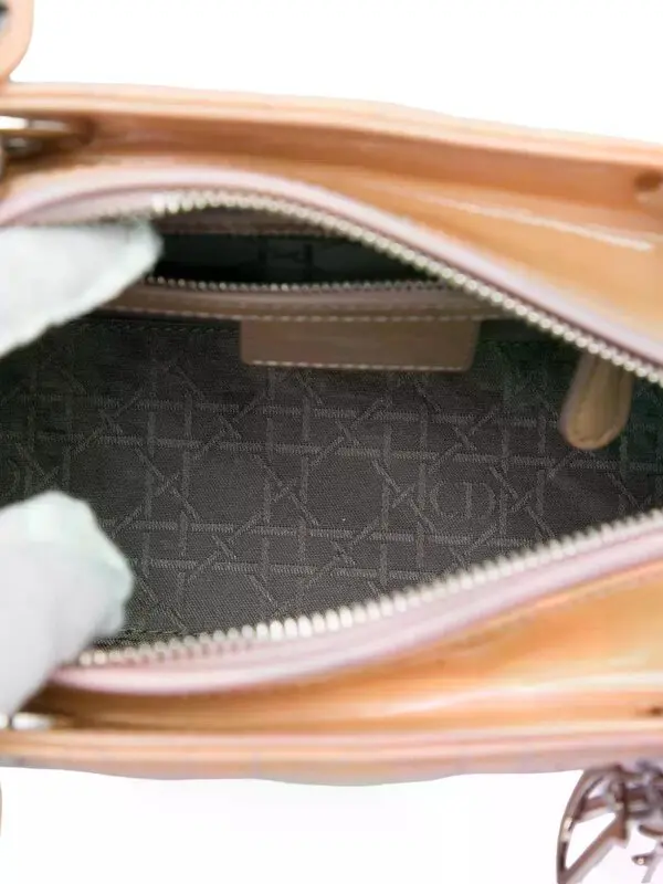 Dior 2014 Medium Patent Cannage Lady Satchel - Brown