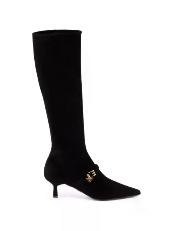 Prada Stretch Suede Boots - Black
