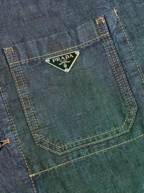 Prada Chambray Triangle Logo Denim Jacket