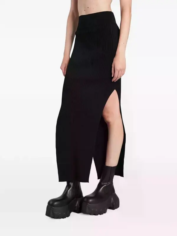 Rick Owens Ribbed Side-slit Maxi Skirt