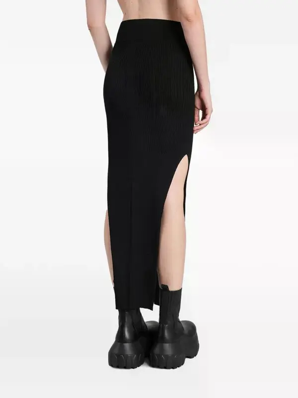 Rick Owens Ribbed Side-slit Maxi Skirt