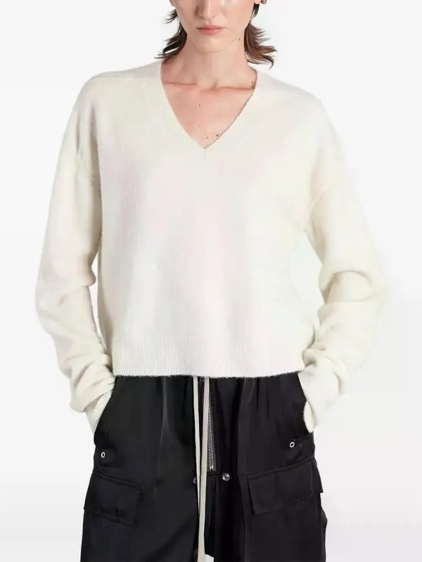 Rick Owens V-neck Knitted Sweater - White