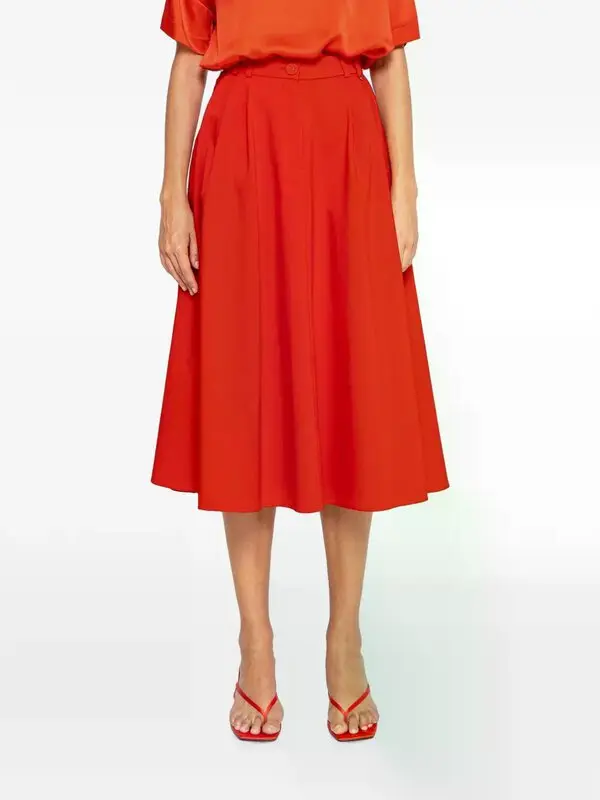 NISSA High-waisted Cotton Midi Skirt - Red