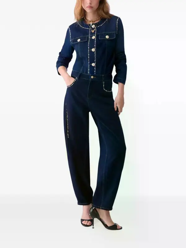 Liu Jo Slim Fit Denim Jacket With Rhinestones - Blue