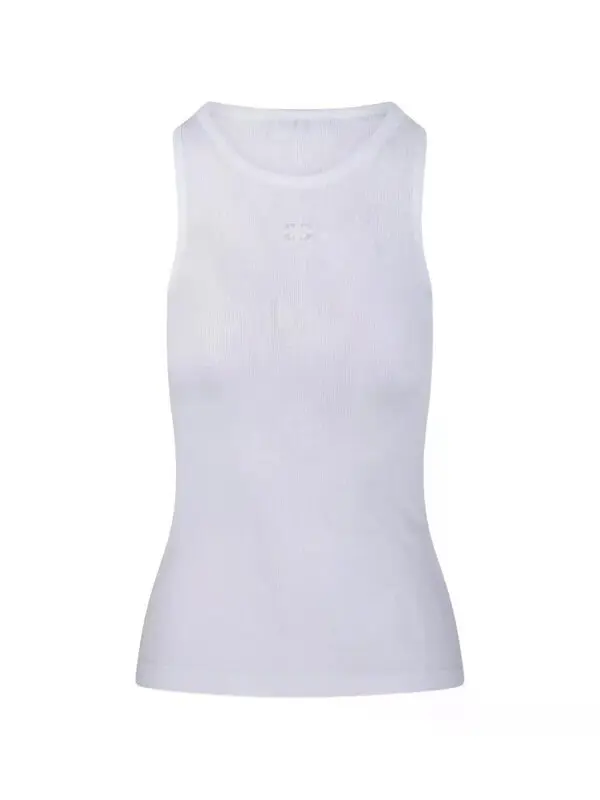 GANNI Logo-embroidered Ribbed Tank Top - White