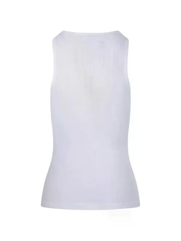 GANNI Ribbed Logo Tank Top - White