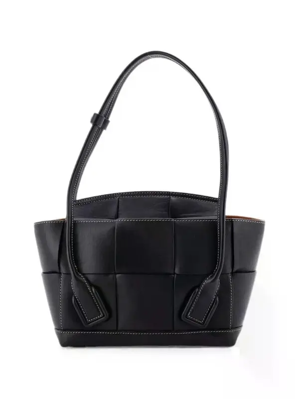 Bottega Veneta Arco Bag Maxi Intrecciato Leather Small Shoulder Bag - Black