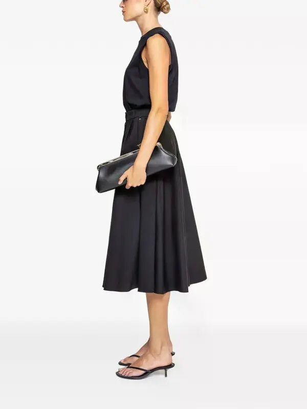 NISSA High-waisted Cotton Midi Skirt With Pleats And Side Pockets