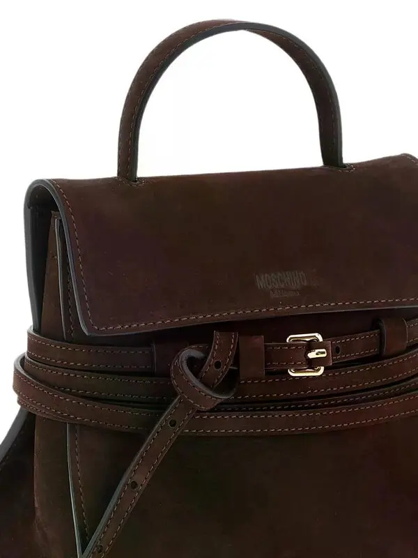 Moschino Small Tie Me Nubuck Tote Bag - Brown