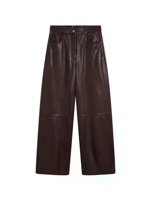 Momoni Aoki Leather Trousers - Brown