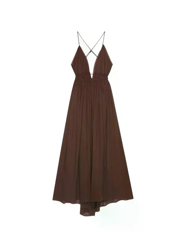 OTTOD'AME Plunging Cross-back Dress - Brown