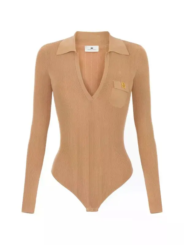Elisabetta Franchi Knit Bodysuit With Openwork Embroideries - Neutrals