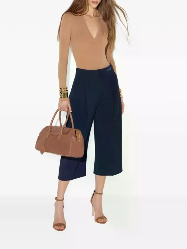Elisabetta Franchi Knit Bodysuit With Polo Collar And Embroidered Details - Neutrals