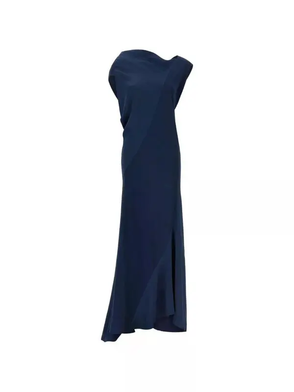 Alberta Ferretti Asymmetrical Draped Midi Dress - Blue