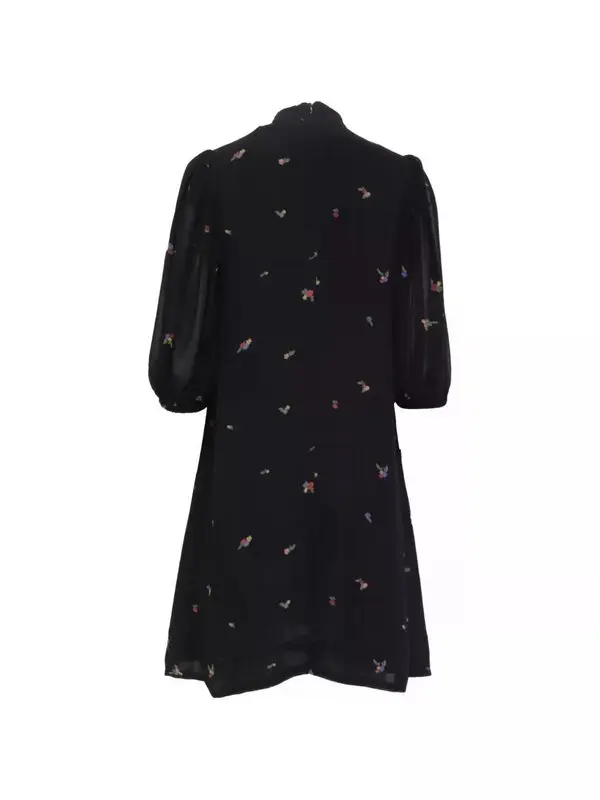 GANNI Gathered Floral-print Mini Dress