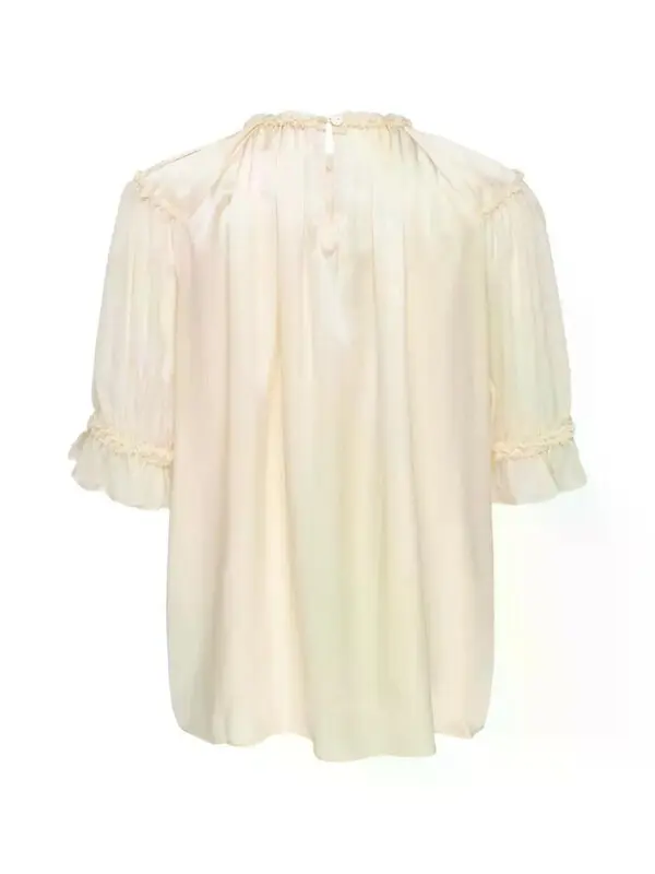 Ulla Johnson Alina Ruffled Silk Top - Neutrals
