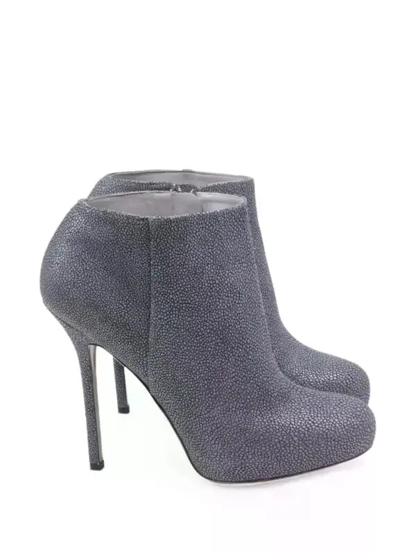SERGIO ROSSI Shagreen-effect Ankle Boots - Grey