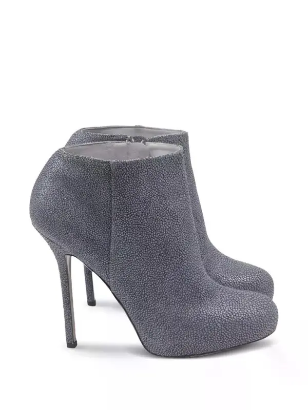 SERGIO ROSSI Shagreen-effect Ankle Boots - Grey