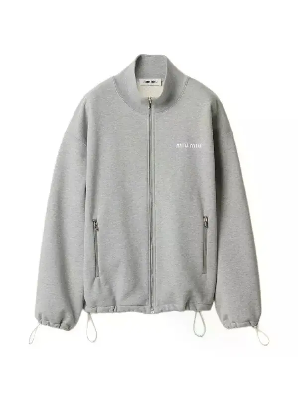 Miu Miu Logo-embroidered Zip-up Hoodie